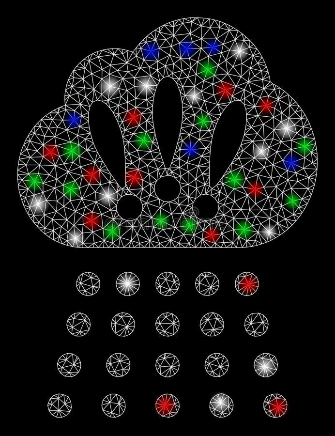 Bright Mesh Wire Frame Storm Cloud with Light Spots Stock Vector ...