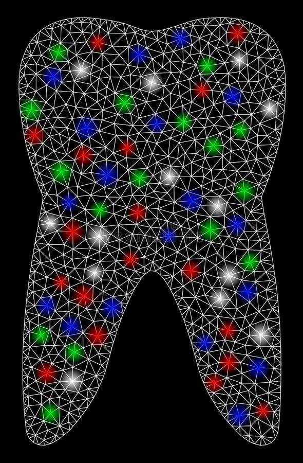 Bright Mesh Wire Frame Tooth with Flash Spots Stock Vector ...