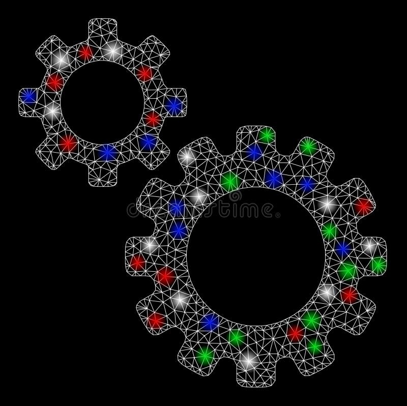 Bright Mesh Wire Frame Transmission Gears with Flash Spots Stock Vector ...