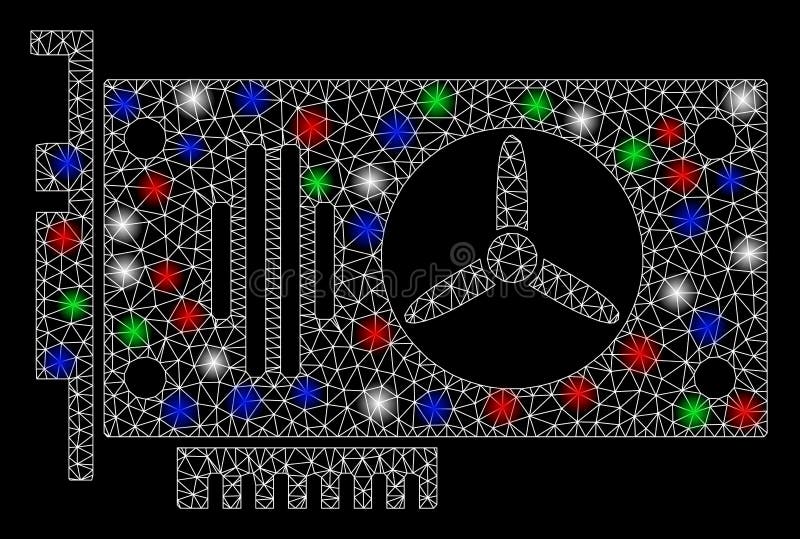 Bright Mesh Wire Frame Videocard with Flash Spots Stock Illustration ...