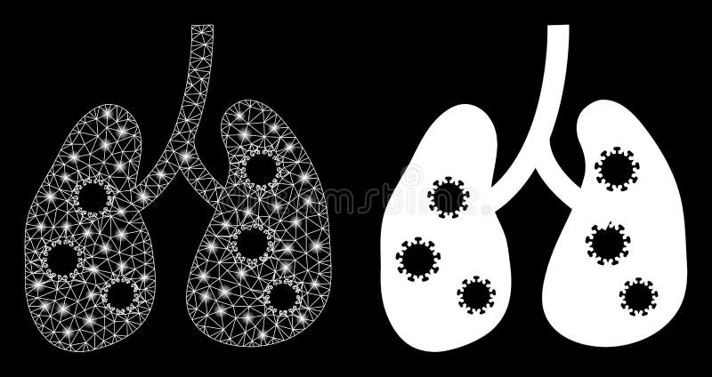 Bright Mesh Wire Frame Viral Pneumonia with Flash Spots Stock ...