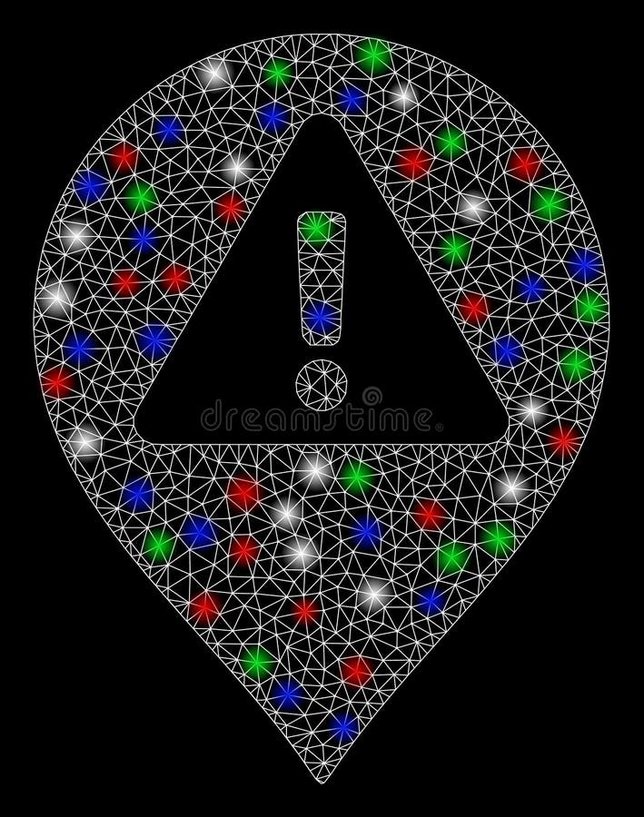 Bright Mesh Wire Frame Warning Map Marker with Flare Spots Stock Vector ...