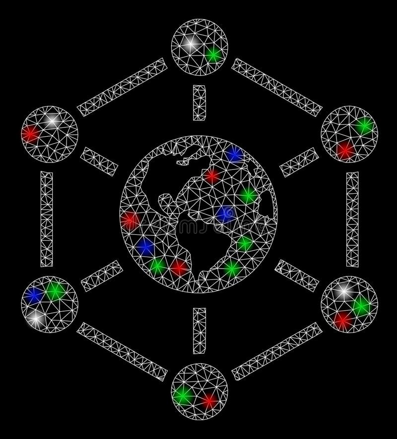 Bright Mesh 2D Worldwide Internet with Light Spots Stock Vector ...