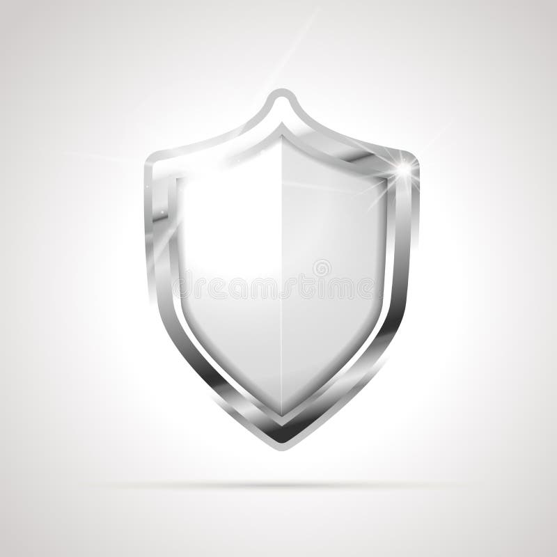 Bright Metal Glossy Shield with White Blank Space on White Stock Vector ...