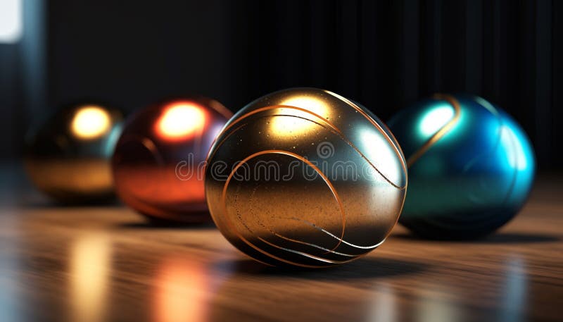 Bright Metal Spheres in a Row, Reflecting Success Generated by AI Stock ...
