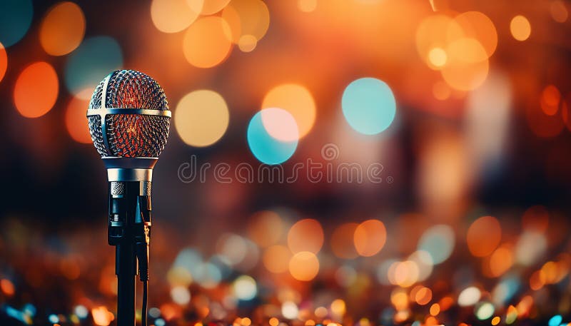 Bright Microphone Shines on Singer in Dark Performance Space Generative ...