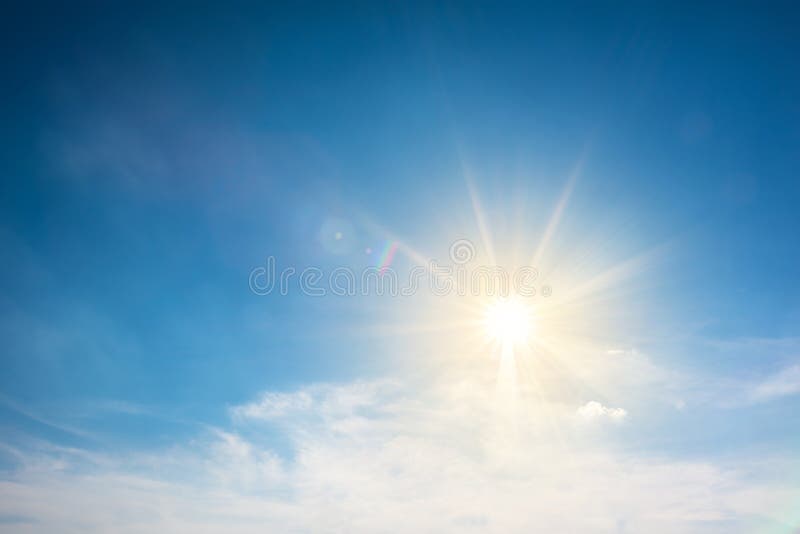 Bright sun on blue sky stock image. Image of weather - 97180671