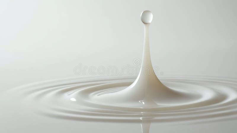 Bright Milk Drop with Natural Reflections on a White Backdrop Stock ...