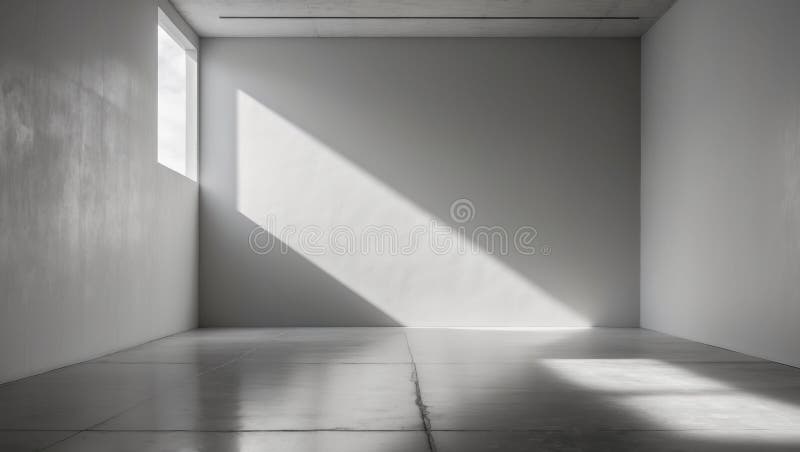 Bright and Minimal Empty Interior Space with Light Grey Walls and ...