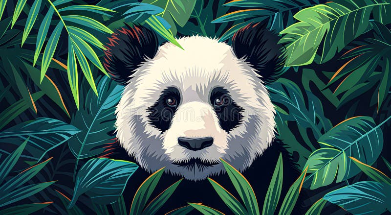 Bright Minimal Panda Illustration in Vector Style Simple Colors and ...