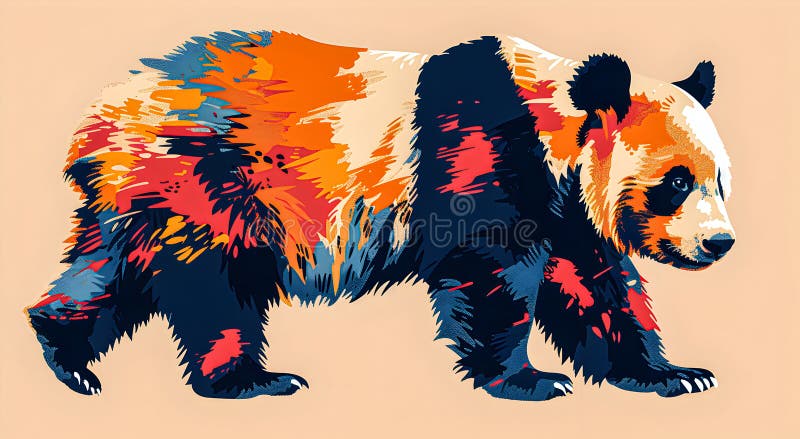 Bright Minimal Panda Illustration in Vector Style Simple Colors and ...