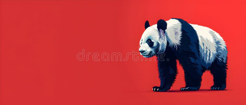 Bright Minimal Panda Illustration in Vector Style Simple Colors and ...