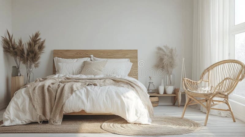Bright Minimalist Bedroom Interior Design with Neutral Color Palette ...