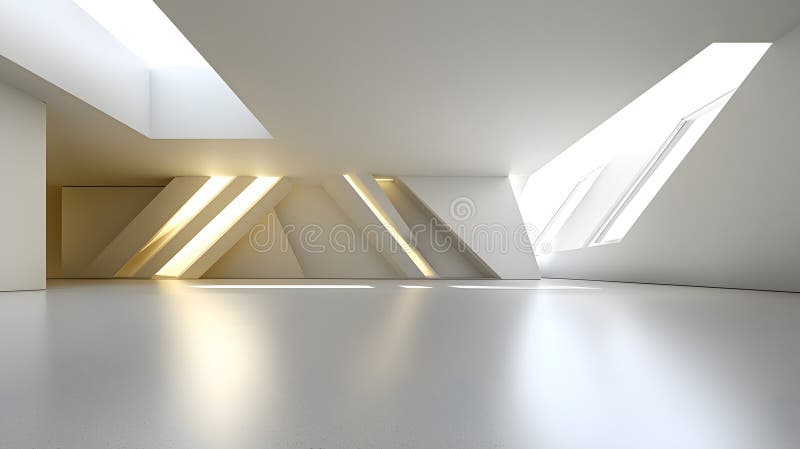 Minimalist Architecture Featuring Bright Skylights Clean Lines Stock ...