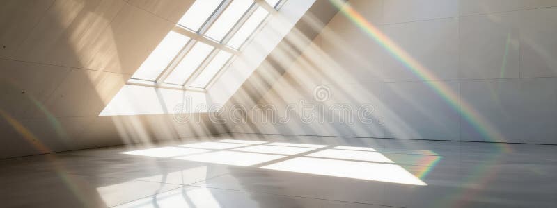 Sunlight Streaming through a Skylight Onto a Minimalist Room Floor with ...
