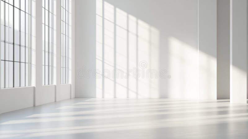 Bright and Minimalist Interior Space with Light and Shadows Stock ...