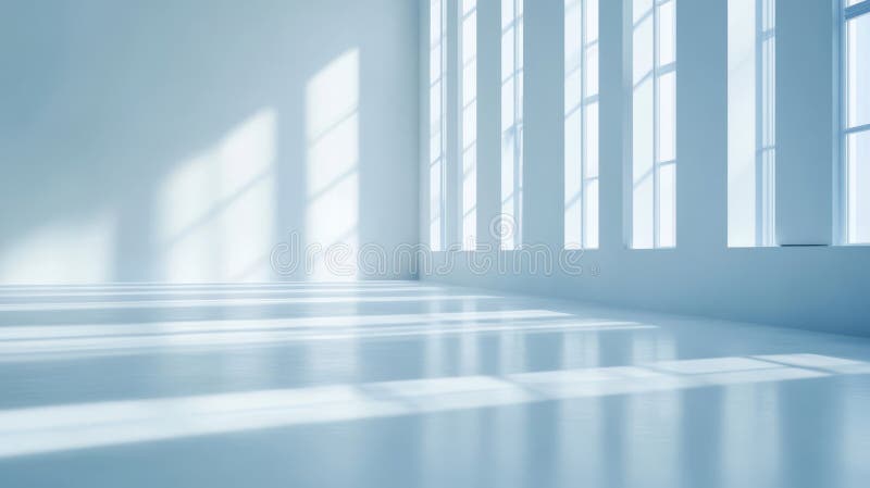 Bright Minimalist Room Interior with Sunlight Streaming through Windows ...