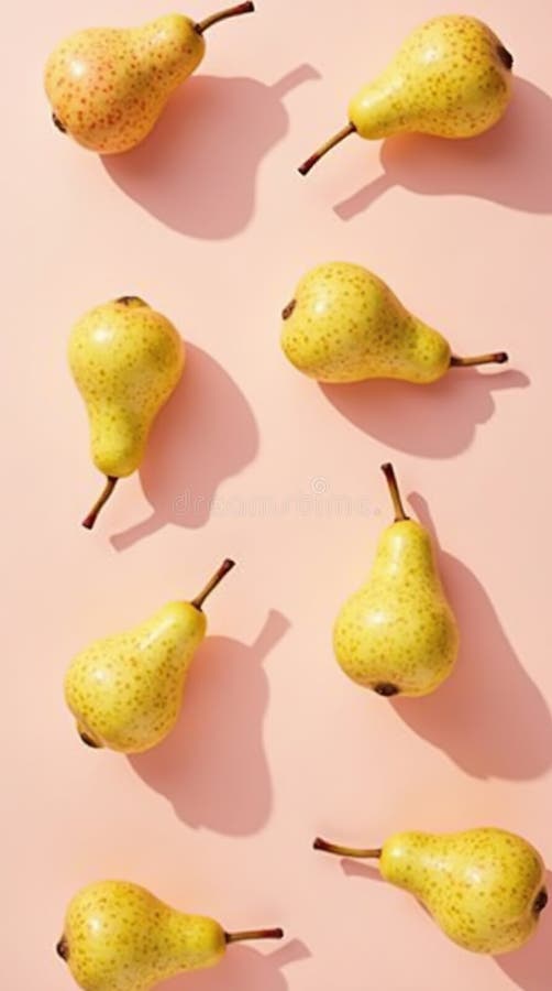 Bright Minimalistic Flat-Lay Composition of Fresh Yellow-Green Pears ...