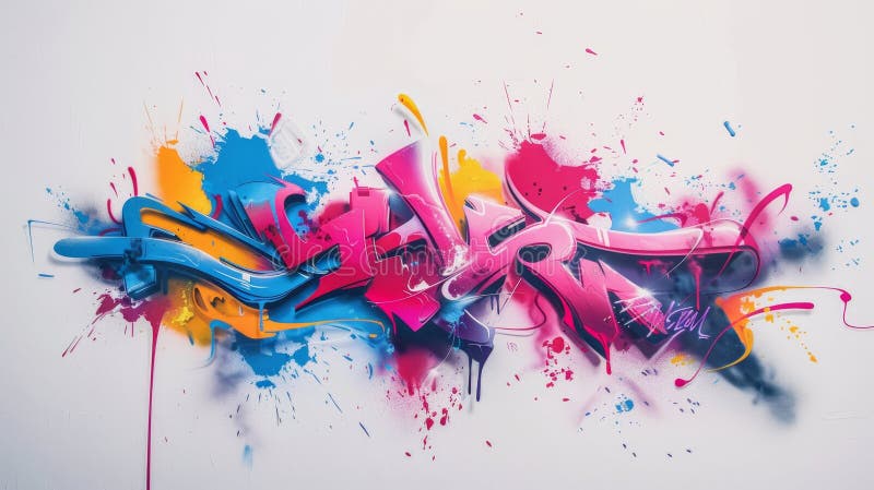 Bright and Minimalistic Graffiti Tags and Spray Paint Design on White ...