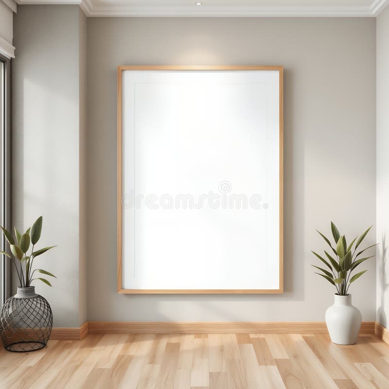 Bright and Minimalistic Interior with Empty Frame Ready for Artwork ...