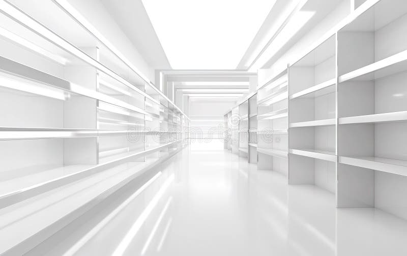 Bright, Minimalistic Interior of an Empty Retail Store with White ...