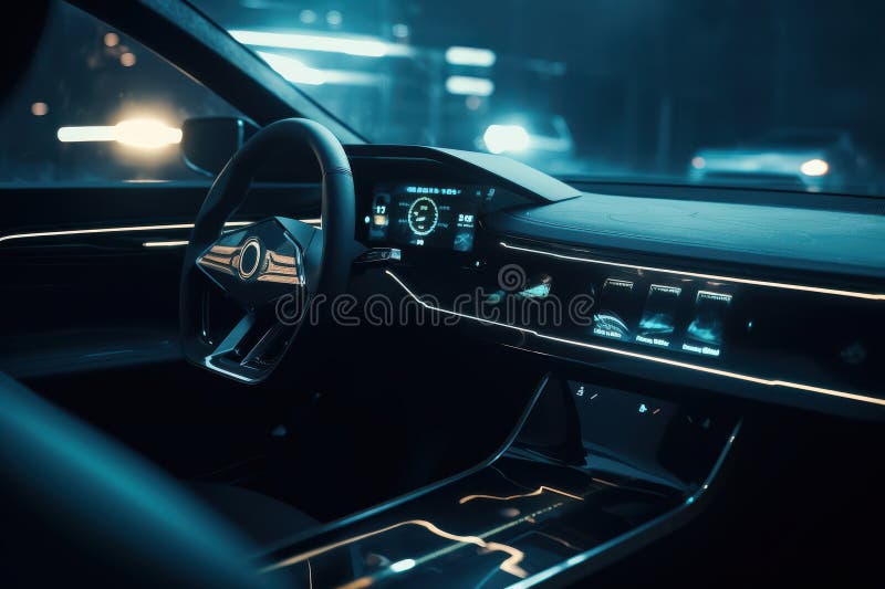 Minimalistic Futuristic Car Interior Showcasing Advanced Technology and ...