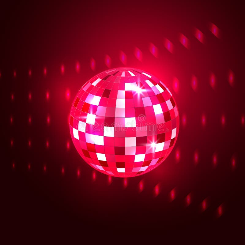Bright Mirror Red Disco Ball for Disco Dance Club Stock Vector ...