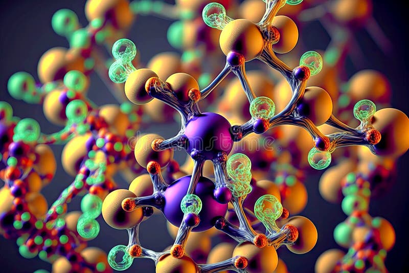 Bright Models from Multi-colored Glossy Atoms in Molecule Closeup Stock ...