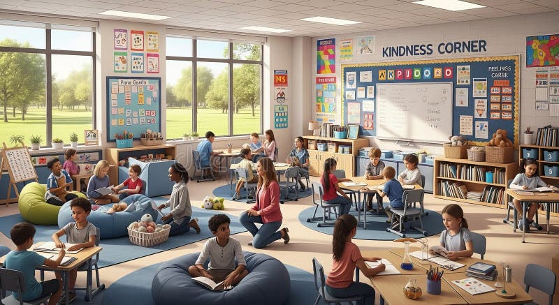 Bright Modern Classroom Fosters Collaborative Learning and Comfort with ...