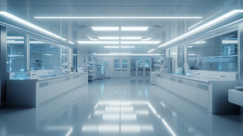 Bright Modern Cleanroom Laboratory Interior Stock Illustration ...