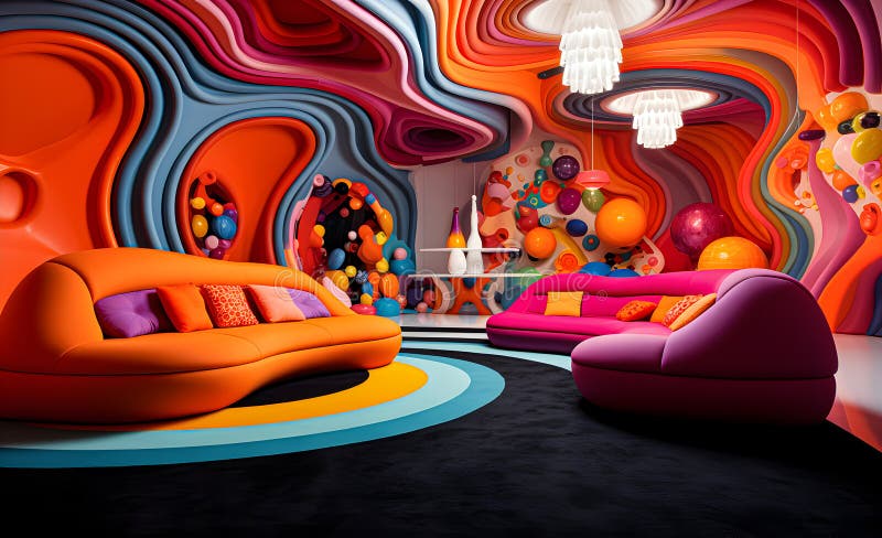 Bright Modern Colorful Modern Colorful Interior Room Design Stock Photo ...