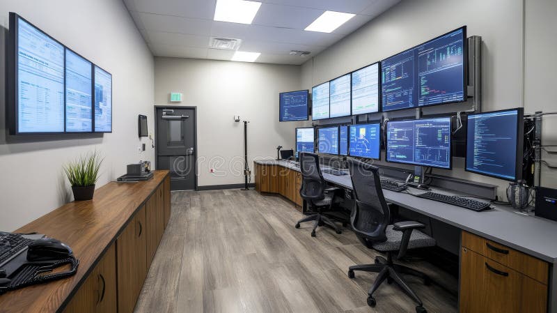 Modern Control Room Interior with High-Tech Equipment and Design Stock ...