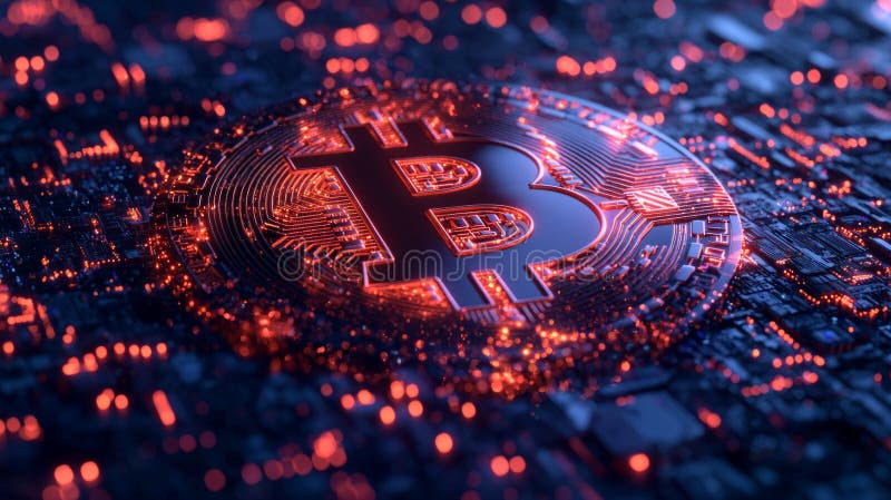 Bright and Modern Design Featuring Holographic Bitcoin Symbol Sleek ...