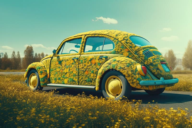 Modern Electric Car Made of Organic Elements Stock Illustration ...