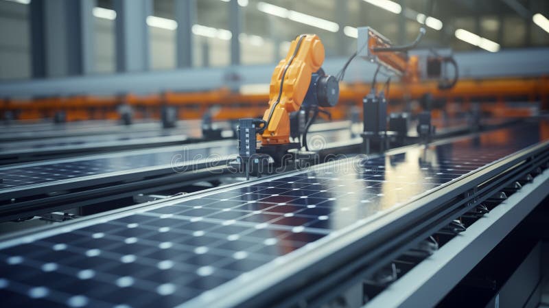 Robotic Arm Assembling Solar Panels in a Factory Stock Photo - Image of ...