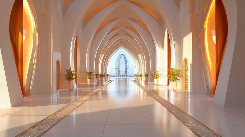 Modern Architecture Interior Design Hallway White Building Perspective ...