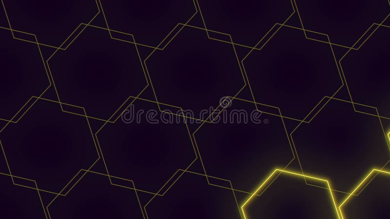 Bright and Modern Hexagonal Yellow Line Pattern on Black Background ...