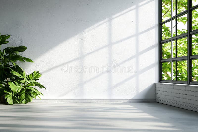 Bright, Modern Interior Featuring Large Window with Greenery Outside ...