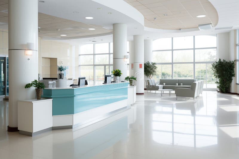 Bright Modern Interior of the Medical Center Hall. Generated by ...
