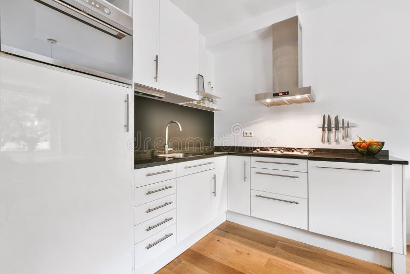 Bright and Modern Kitchen Design Stock Image - Image of home, indoor ...