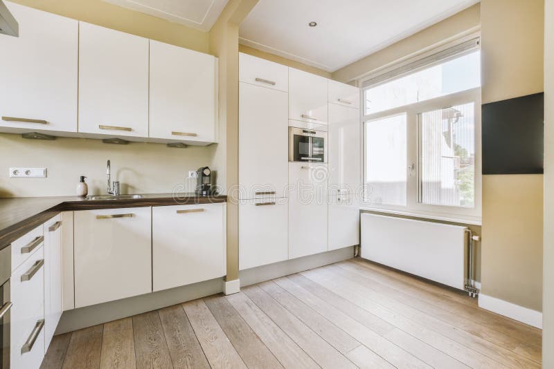 Bright and Modern Kitchen Design Stock Image - Image of comfortable ...