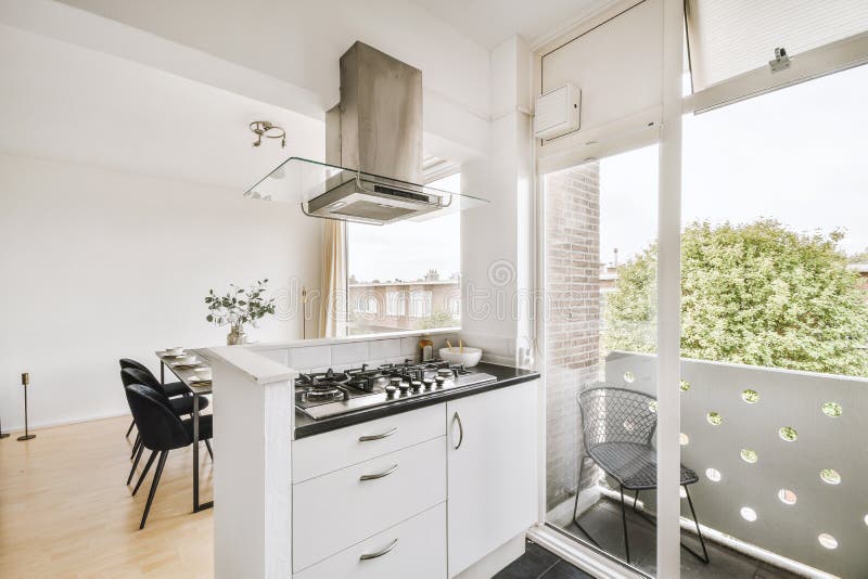 Bright and Modern Kitchen Design Stock Photo - Image of residential ...