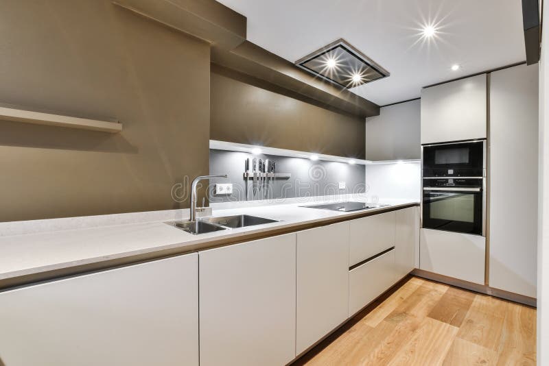 Bright and Modern Kitchen Design Stock Image - Image of house, elegance ...