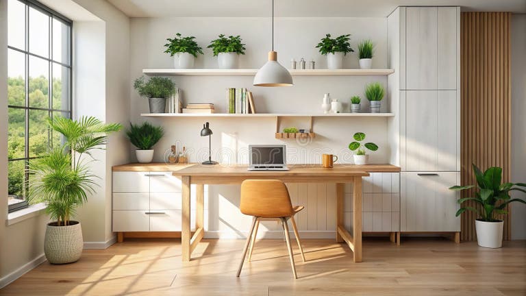 Bright Modern Kitchen Desk Stylish Home Office Workspace with Ample ...