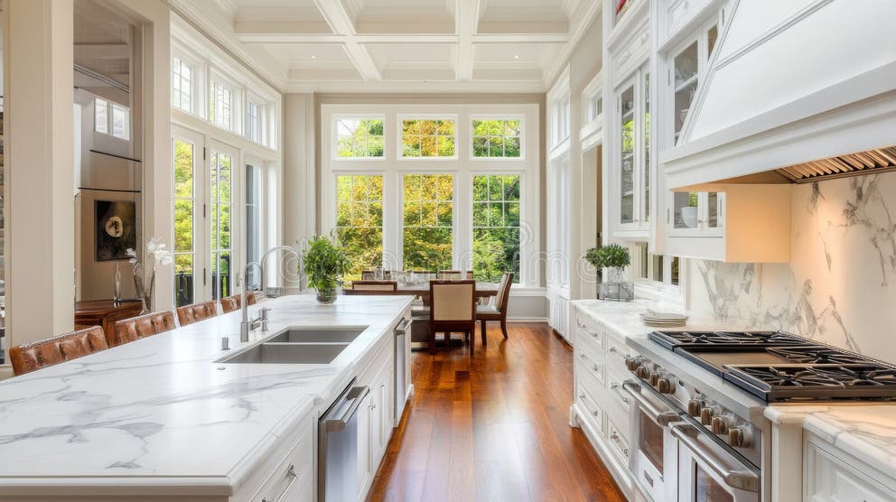 Bright and Modern Kitchen with Large Windows and Elegant Design ...