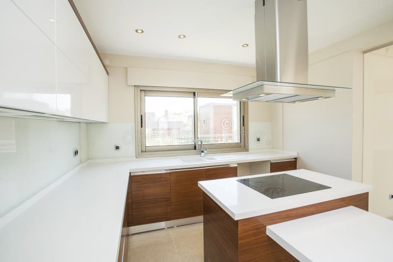 Bright modern kitchen stock image. Image of architectural - 42052331