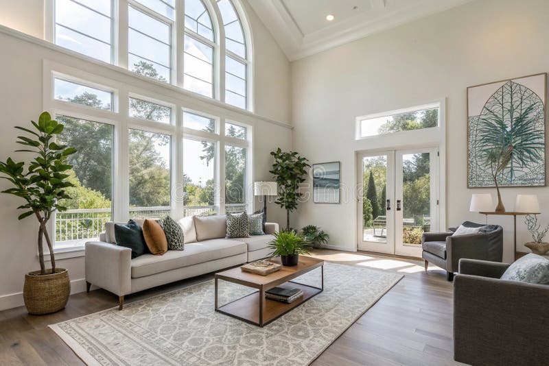 Bright modern living room stock photo. Image of fresh - 373066412