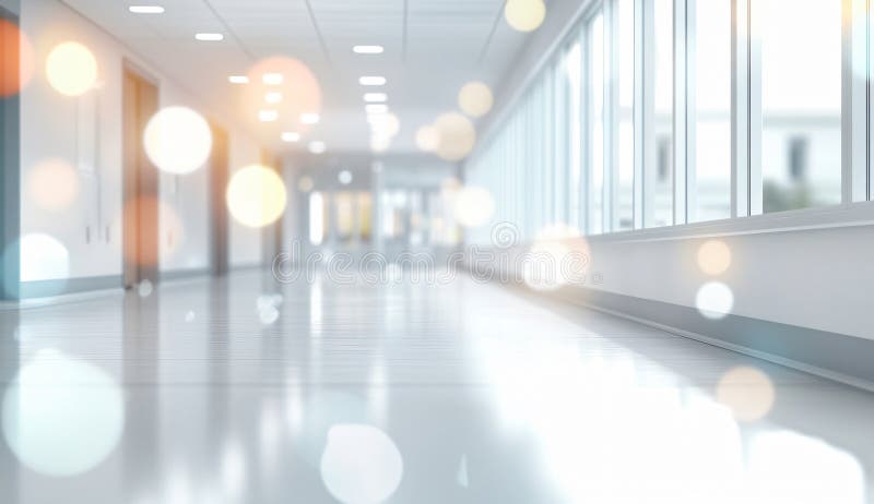Bright Modern Office Corridor Blurred Background High Quality Image ...