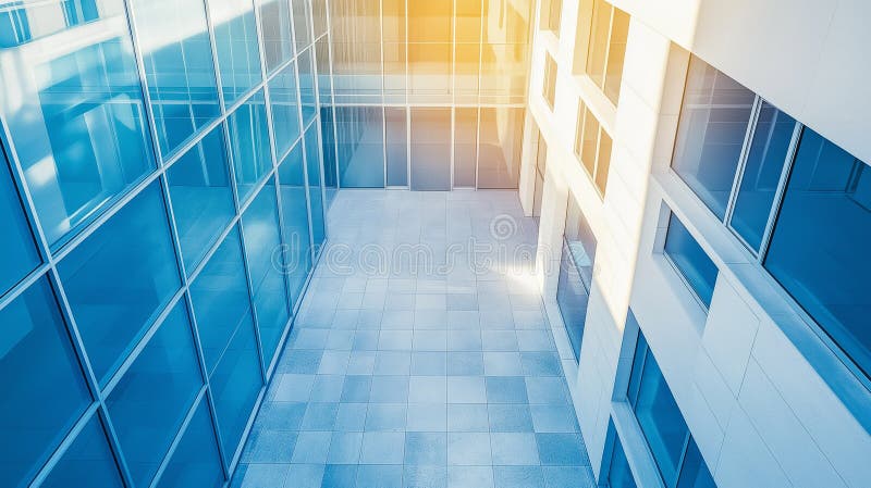 Bright Modern Office Courtyard Large Glass Windows Stock Photos - Free ...