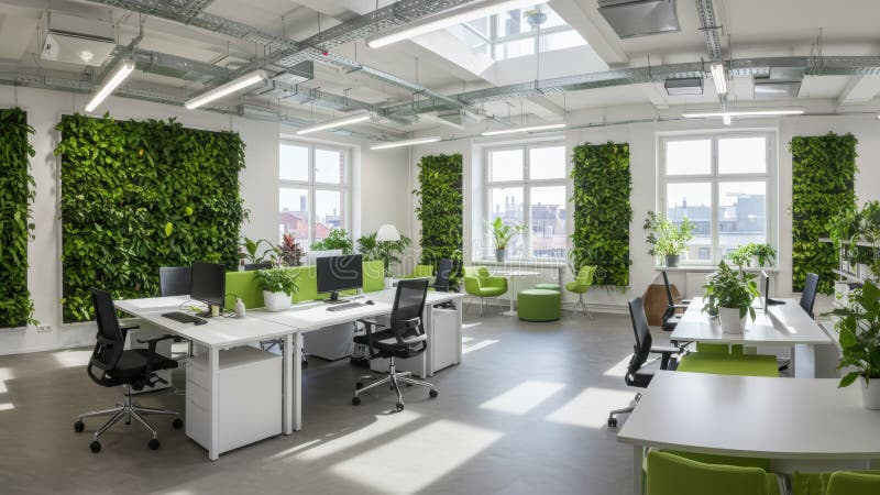 Modern Green Office Design stock illustration. Illustration of ...